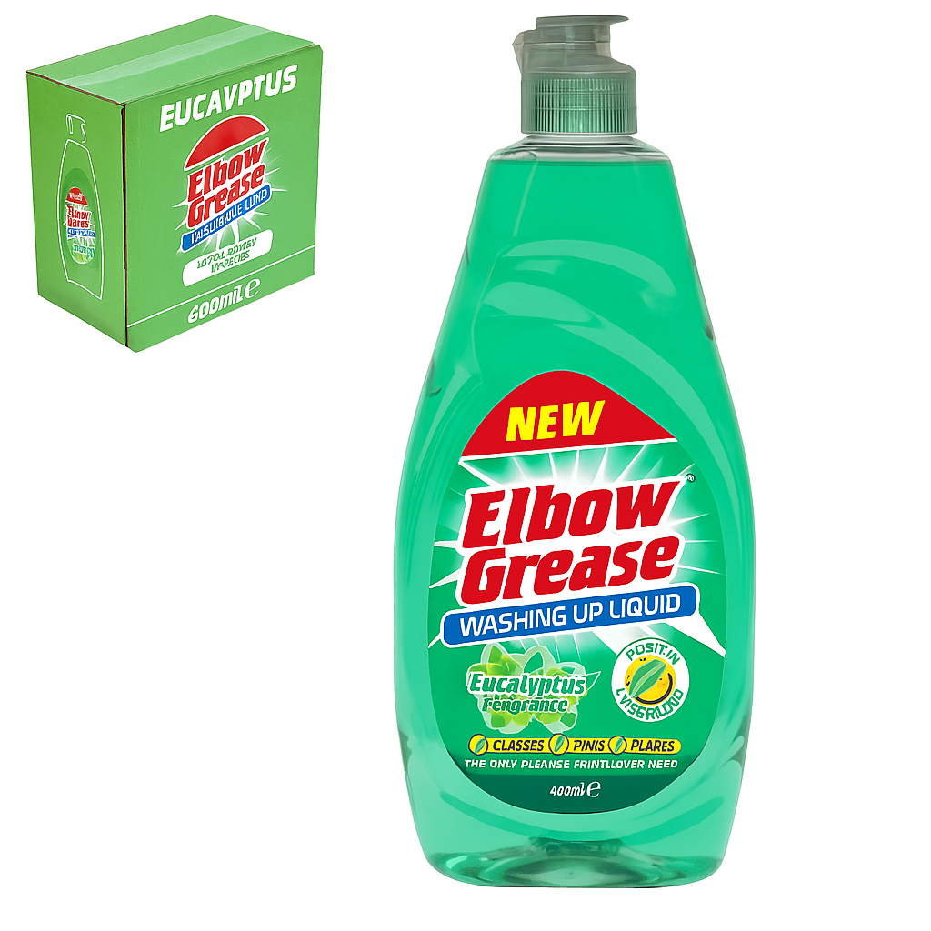 Elbow Grease Washing Up Liquid Eucalyptus 600ml | Pack of 12 – Bargains2u