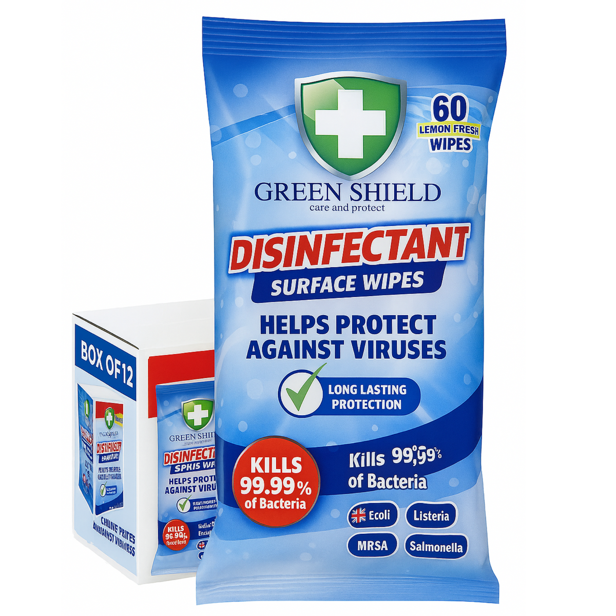 Green Shield Disinfectant Surface Wipes 70s I Pack of 12 – Bargains2u