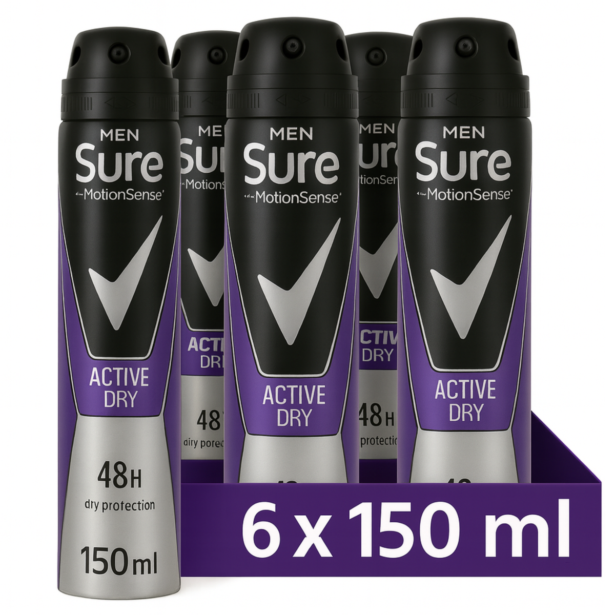 Sure Men Active Dry Antiperspirant Deodorant 150ml | Pack of 6 – Bargains2u